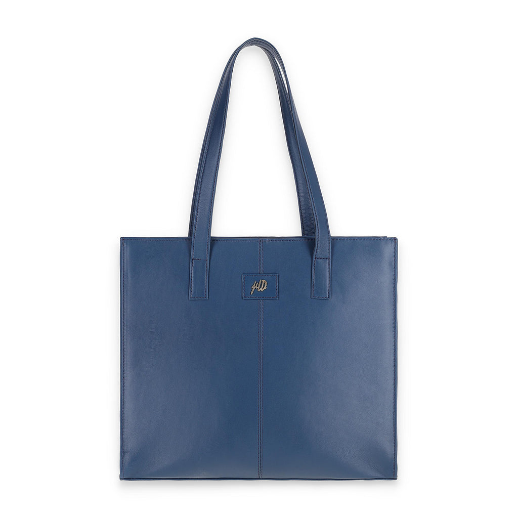 Everyday Women's Midnight Blue Leather Zipper Tote Bag – Jildleather